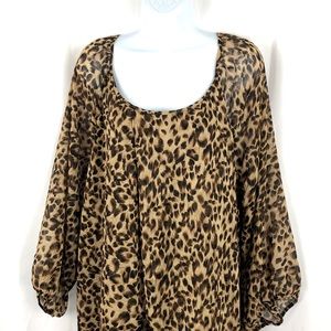 Roz & Ali | Tops | Roz Ali Sheer Overlay Leopard Top 3x | Poshmark